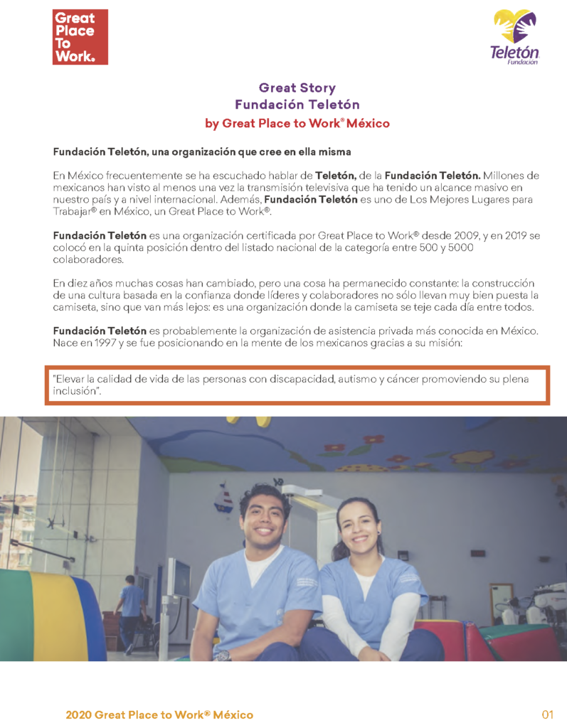 Great Story Fundación Teletón - GPTWⓇ MÉXICO
